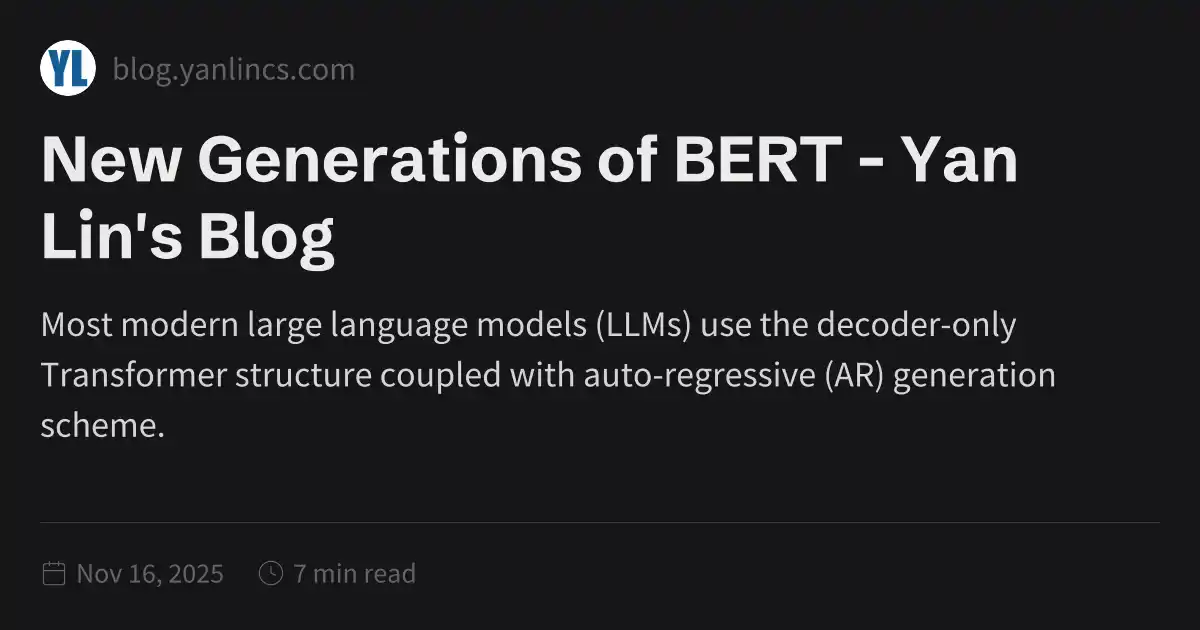 New Generations of BERT - Yan Lin's Blog