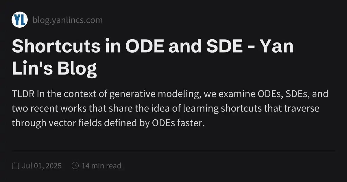 Shortcuts in ODE and SDE - Yan Lin's Blog